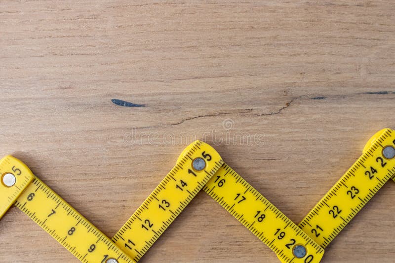 Folding Zig Zag Ruler. Measuring Tape Folding Yellow Open in Zigzag ...