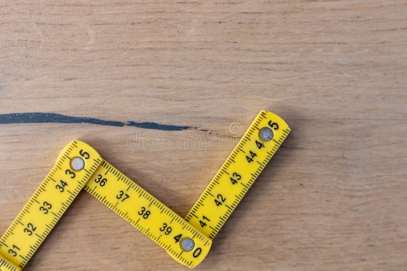 Folding Zig Zag Ruler. Measuring Tape Folding Yellow Open in Zigzag ...