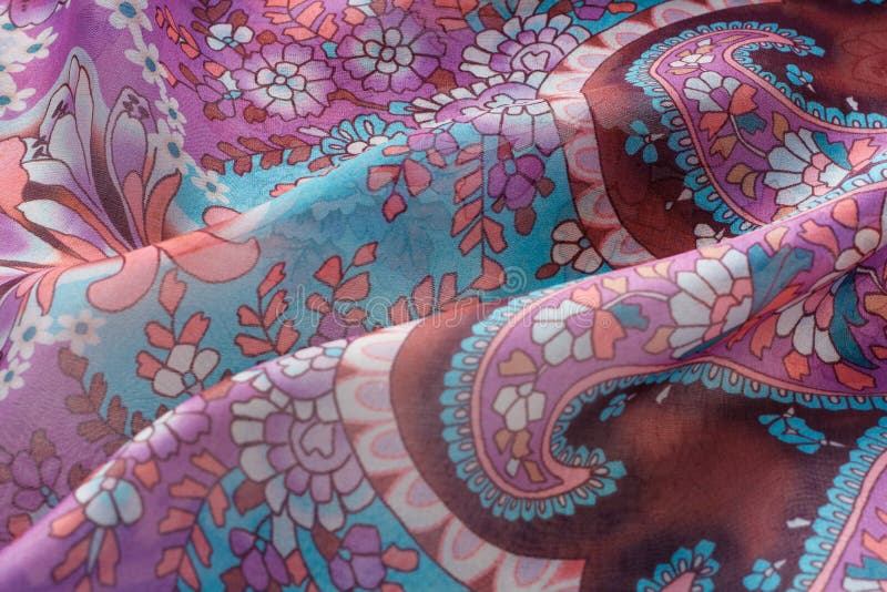 Folds of Colored Fabric with a Pattern. Stock Image - Image of retro ...
