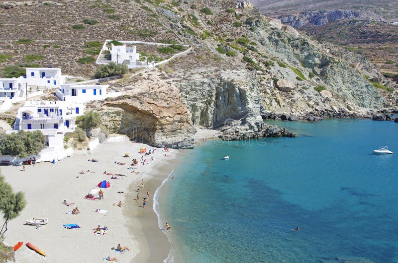 Folegandros Agali Beach stock photo. Image of architecture - 21346386