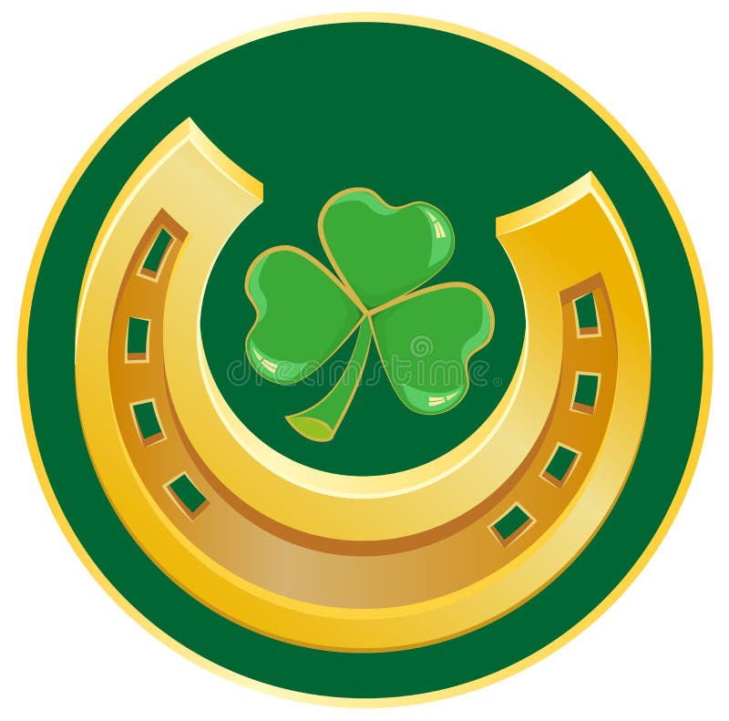 Folha Dourada Da Ferradura E Do Trevo Símbolo Da Boa Sorte Ilustração ...