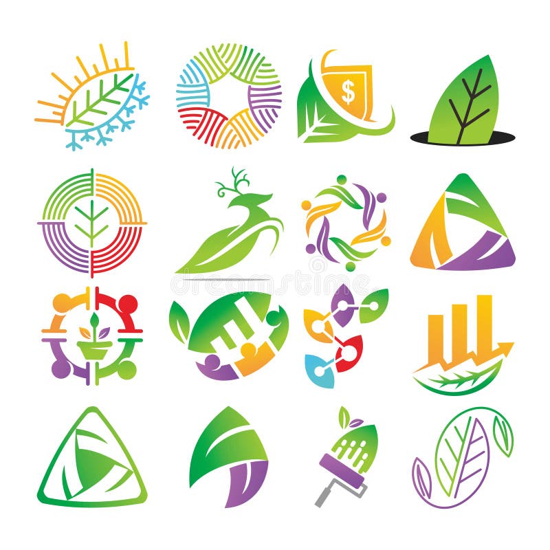 Folha Logo Design Vetora Template Set Ilustração do Vetor - Ilustração ...