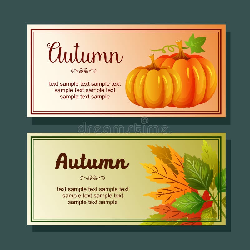 Foliage Autumn Pumpkin Horizontal Banner Stock Vector - Illustration of ...