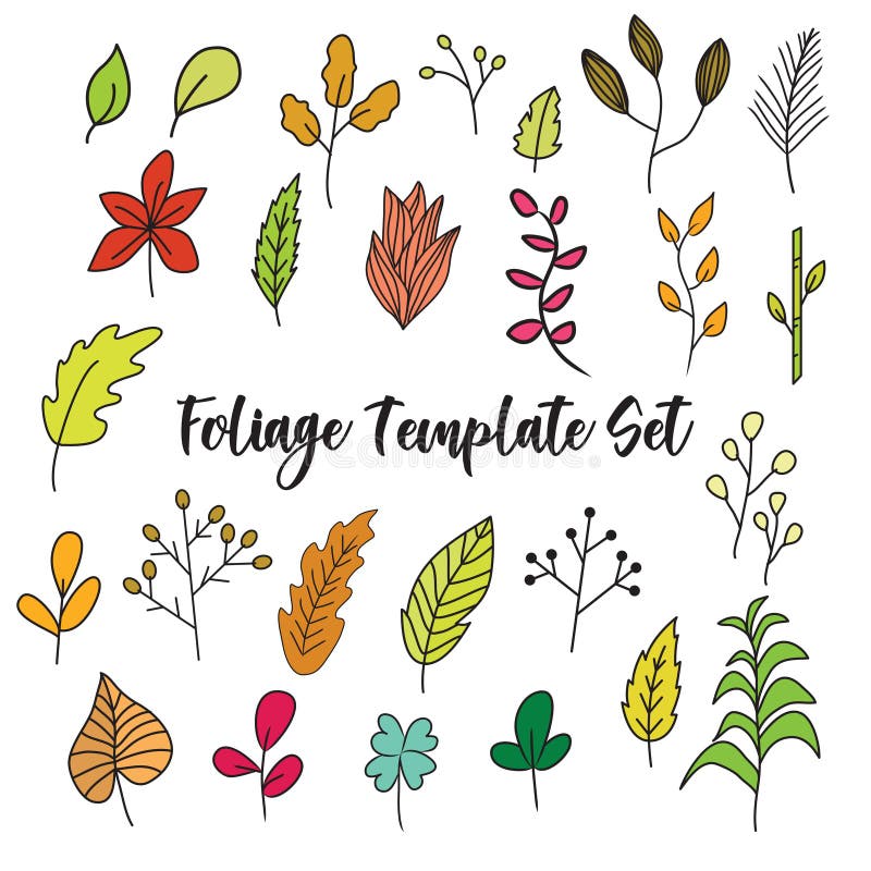 Foliage Doodle Template, Foliage Simple Vector, Nature and Flower Stock ...