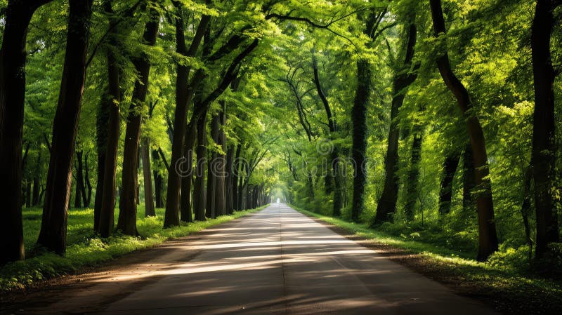 Foliage horizontal road stock image. Image of tall, forest - 383541645