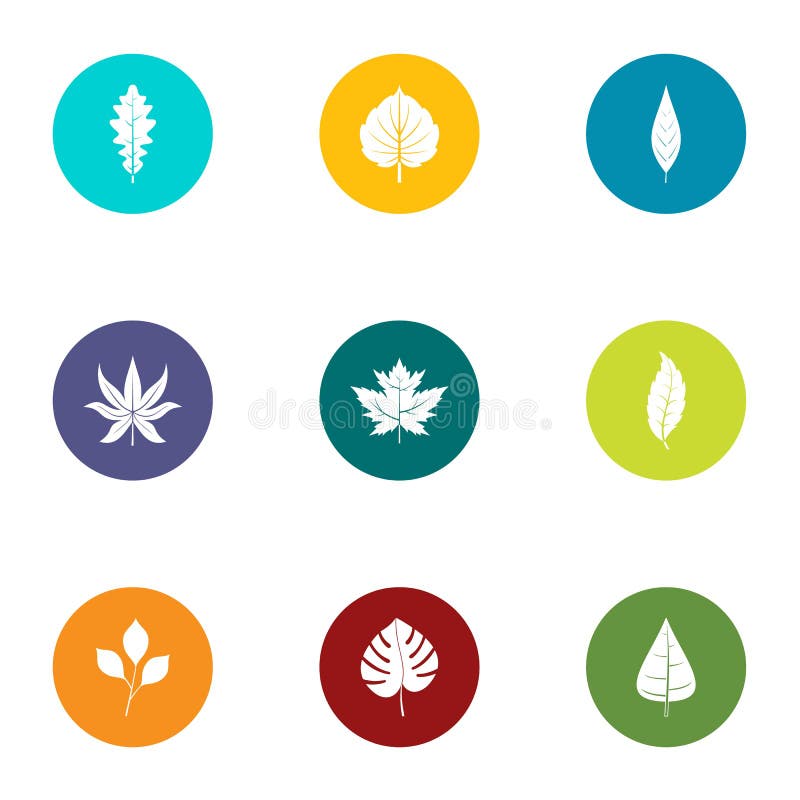Foliage Icons Set, Flat Style Stock Vector - Illustration of flat ...