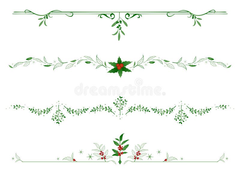 A Set of Christmas Foliage Themed Divider Lines Stock Illustration ...