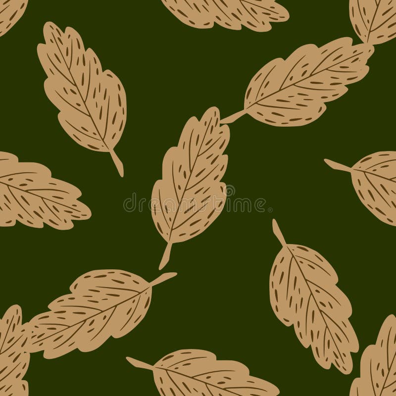 Beige Leaf with Veins, Color Vector Doodles with Black Outline Stock ...