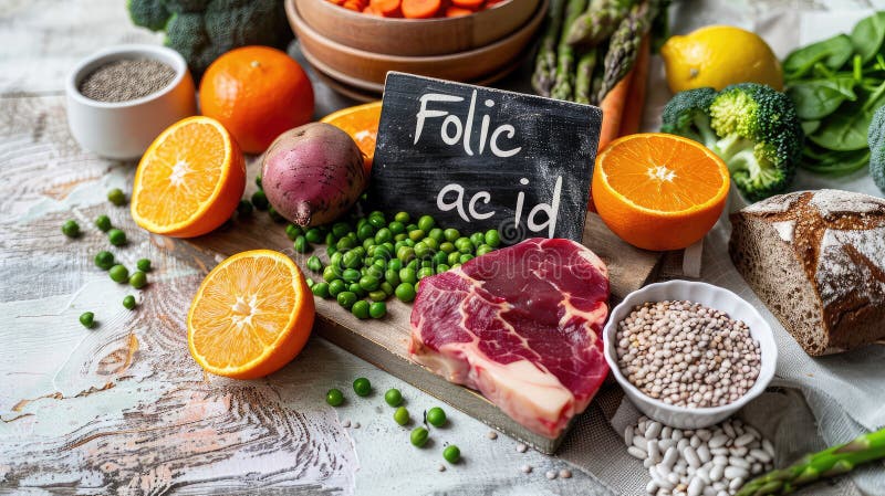 Folic Acid in Foods is on the Table. Selective Focus Stock Photo ...