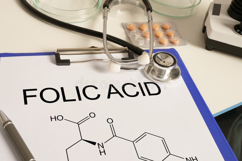 Folic Acid is Shown Using the Text and Formula Stock Image - Image of ...