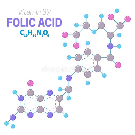 Folic Acid Vitamin B9 Molecule Structure Illustration Stock Vector ...