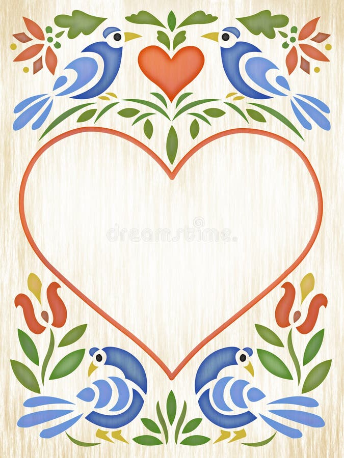 Folk Art Heart stock illustration. Illustration of drawings - 555242