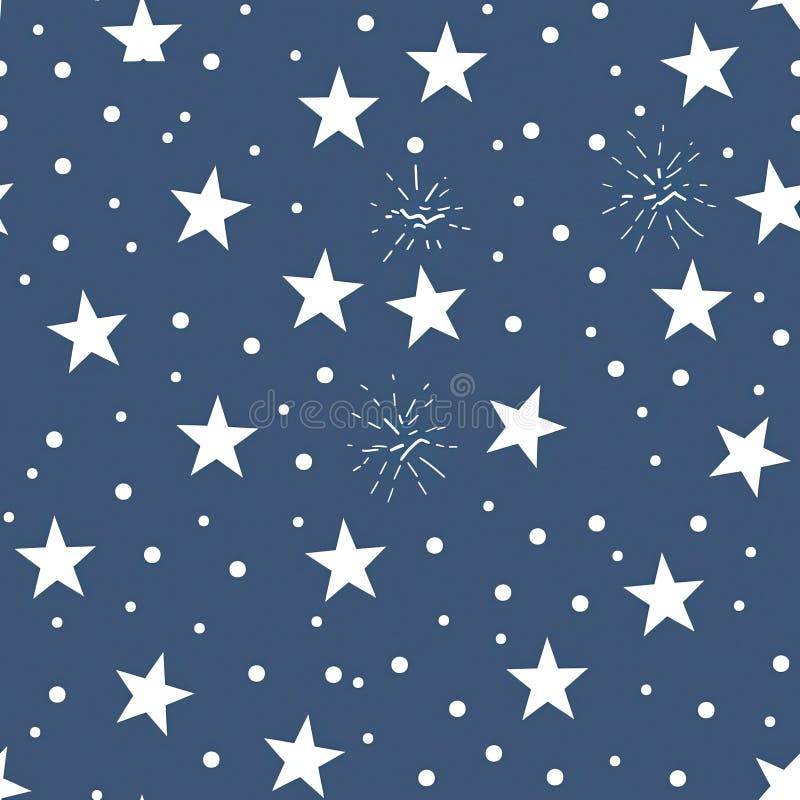 Folk Art-inspired Maroon Stars with White Dots on a Soft Blue Backdrop ...