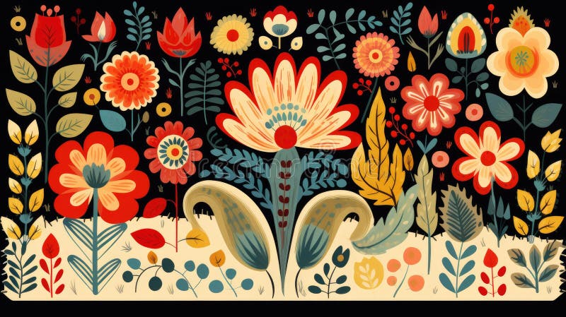 Folk Art Pattern, Illustration Stock Illustration - Illustration of ...