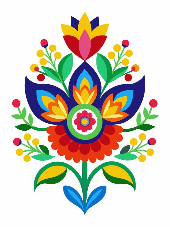 Folk Embroidery Ornament with Flowers. Traditional Polish Pattern ...