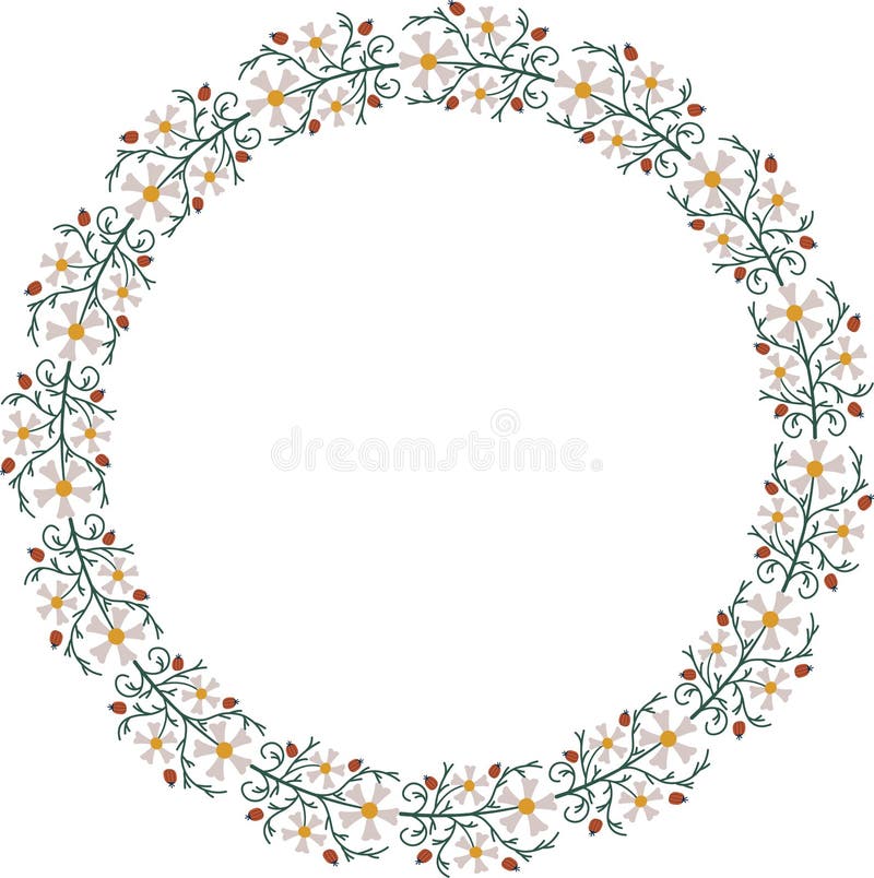 Folk Floral Round Frame stock vector. Illustration of texture - 355860681