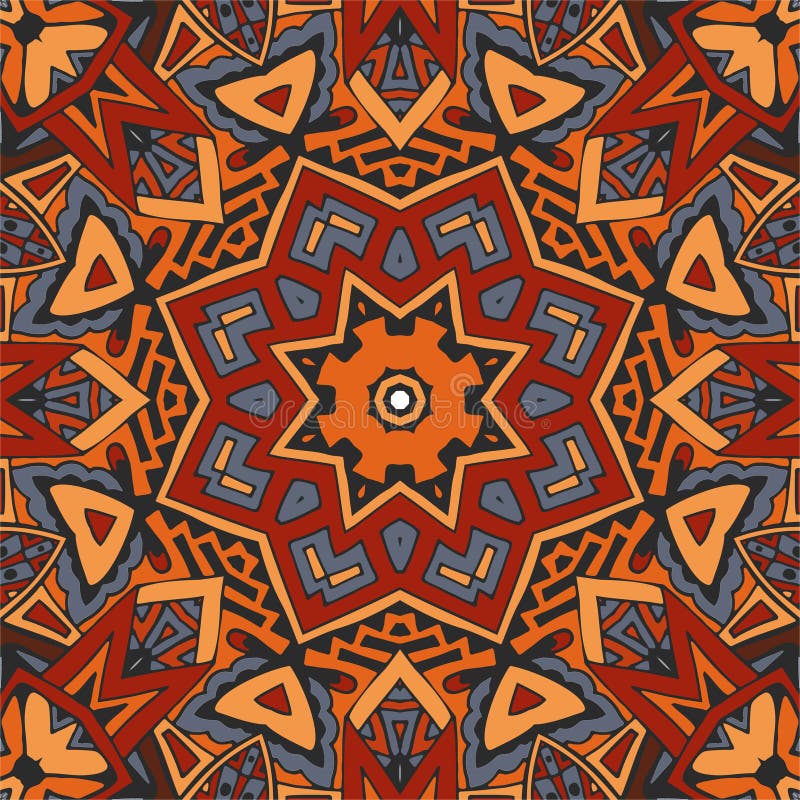 Folk Indian Ornamental Seamless Pattern Stock Vector - Illustration of ...