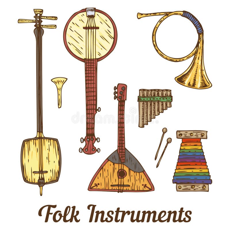 Folk Musical Instruments stock vector. Illustration of instrument ...