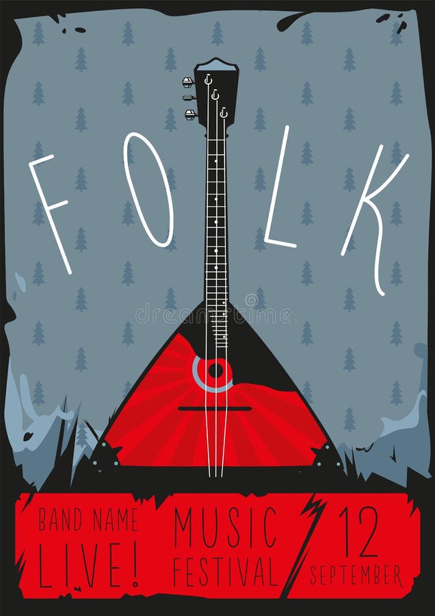 Folk poster stock vector. Illustration of graphic, musical - 65242562