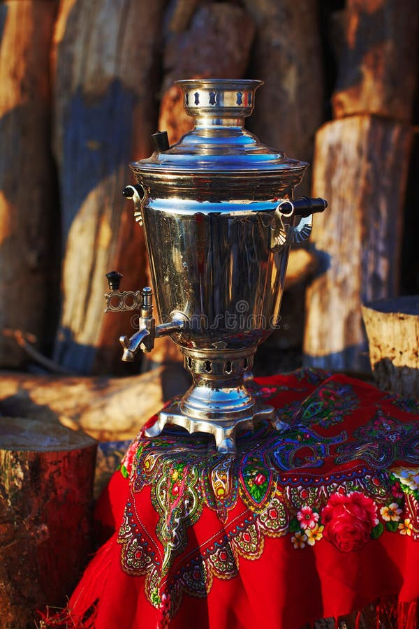 Folk samovar stock image. Image of gjel, russian, hand - 4157837