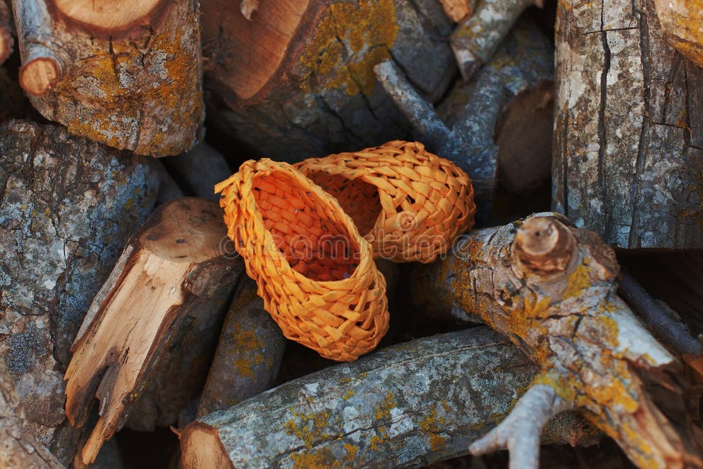 Folk Russian Shoes Made from Withe Stock Image - Image of accessories ...