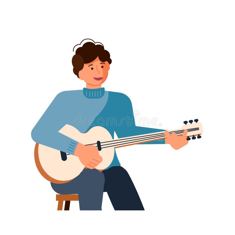 Folk Singer is Playing Guitar Stock Vector - Illustration of festival ...