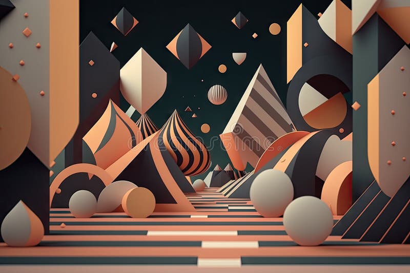 Folk Square with Many Different Lines Abstract Curved Shape Stock ...