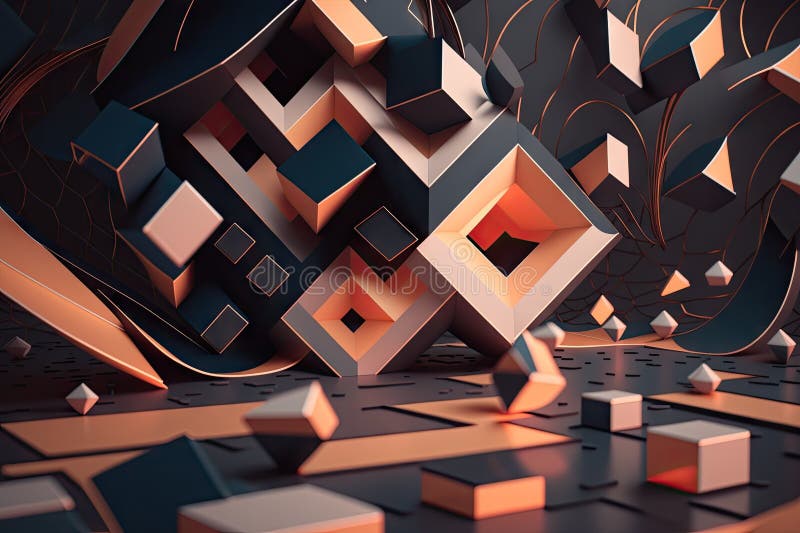 Folk Square with Many Different Lines Abstract Curved Shape Stock ...