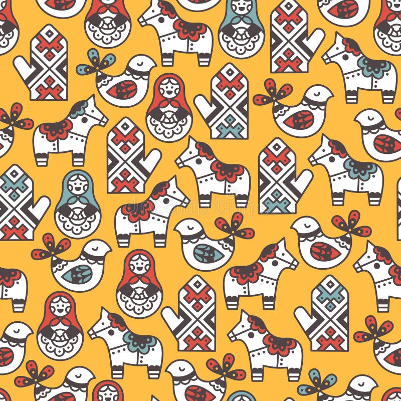 Folk Symbols Seamless Pattern. Kid Stock Vector - Illustration of cute ...
