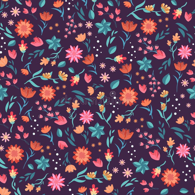 Folklore Seamless Pattern with Small Bright Flowers. Vector Floral ...