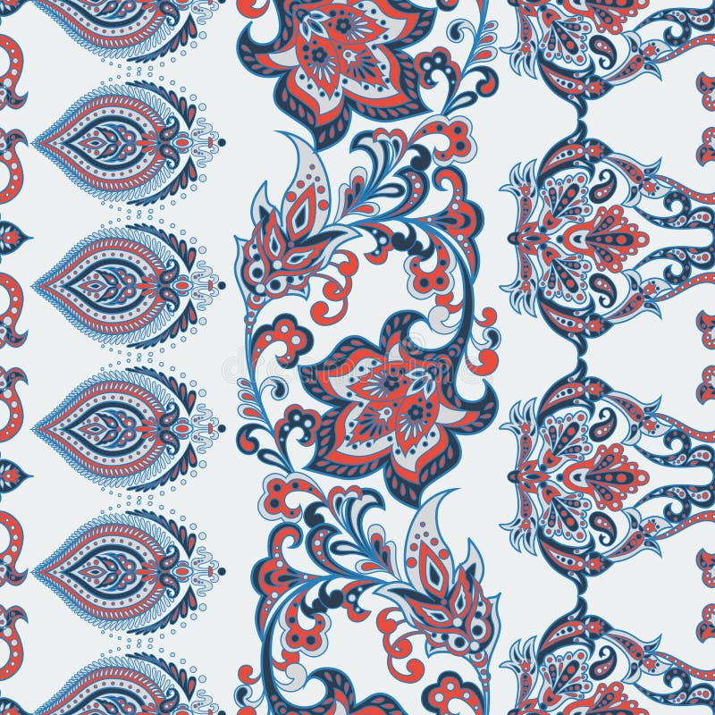Folkloric Batik Vector Ornament. Ethnic Floral Seamless Pattern. Stock ...