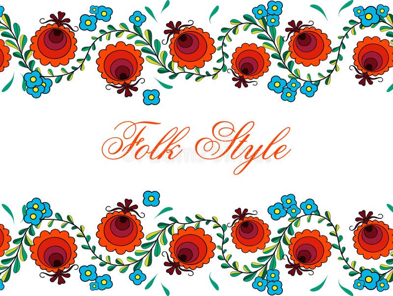 Folksy Floral Pattern - Russian Folk Style Flower Design Stock Vector ...