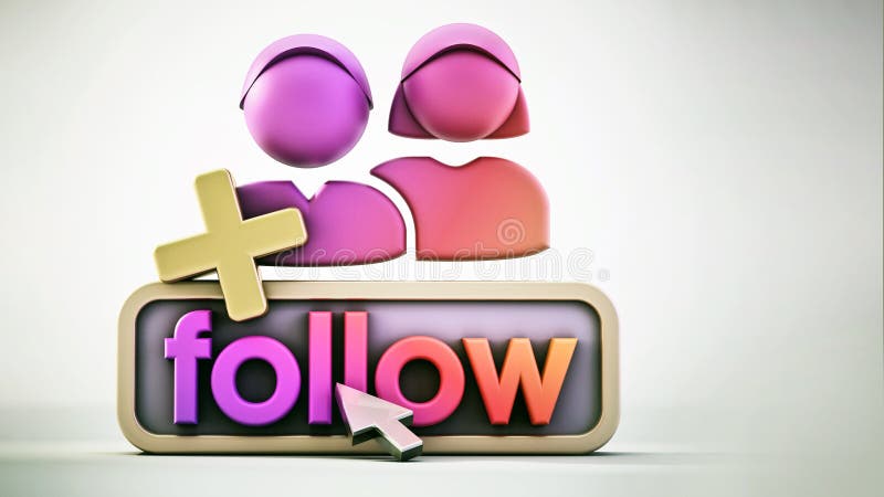Follow Button and Generic Follower Icons. 3D Illustration Stock ...