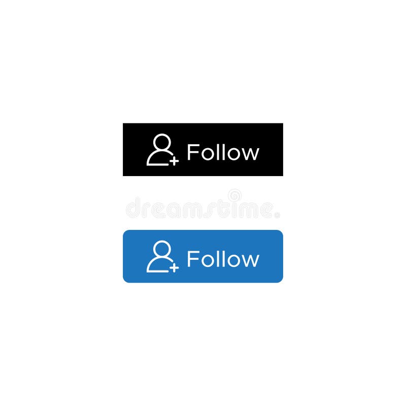 Follow Us Button Icon Vector in Clipart Style. Social Media Elements ...