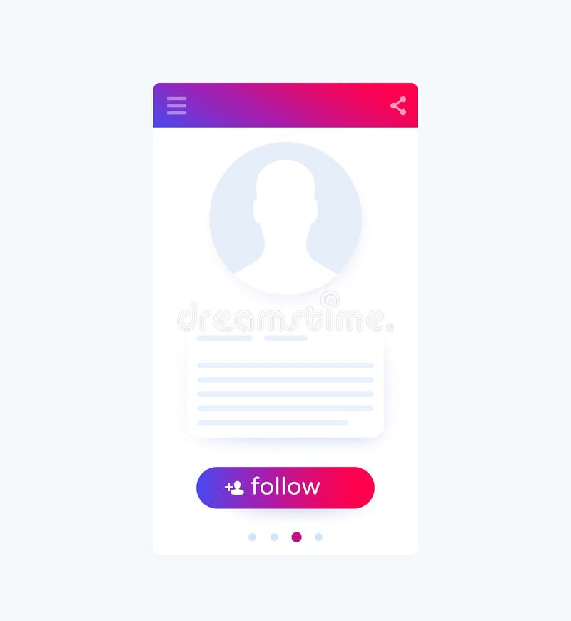 Follow Button on Mobile Screen, Ui Design Vector Stock Vector ...