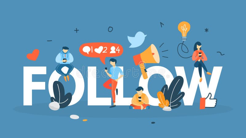 Follow Concept Illustration Stock Vector - Illustration of adult, chat ...