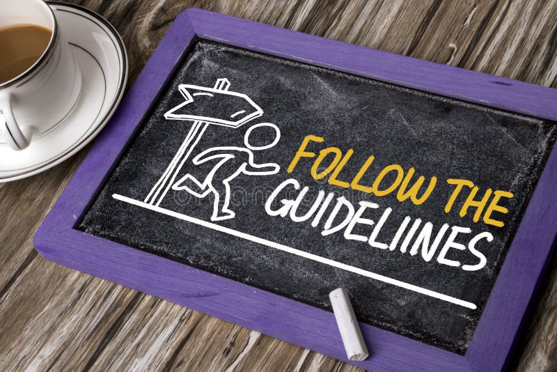 Follow the Guidelines Handwritten on Blackboard Stock Image - Image of ...