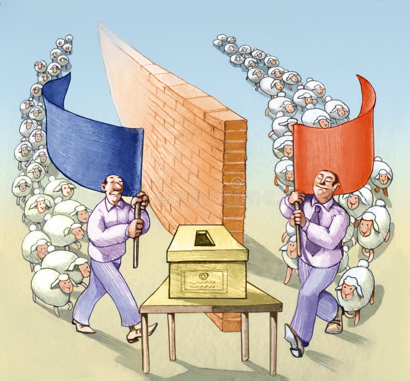 Follow the Leader Political Cartoon Stock Illustration - Illustration ...