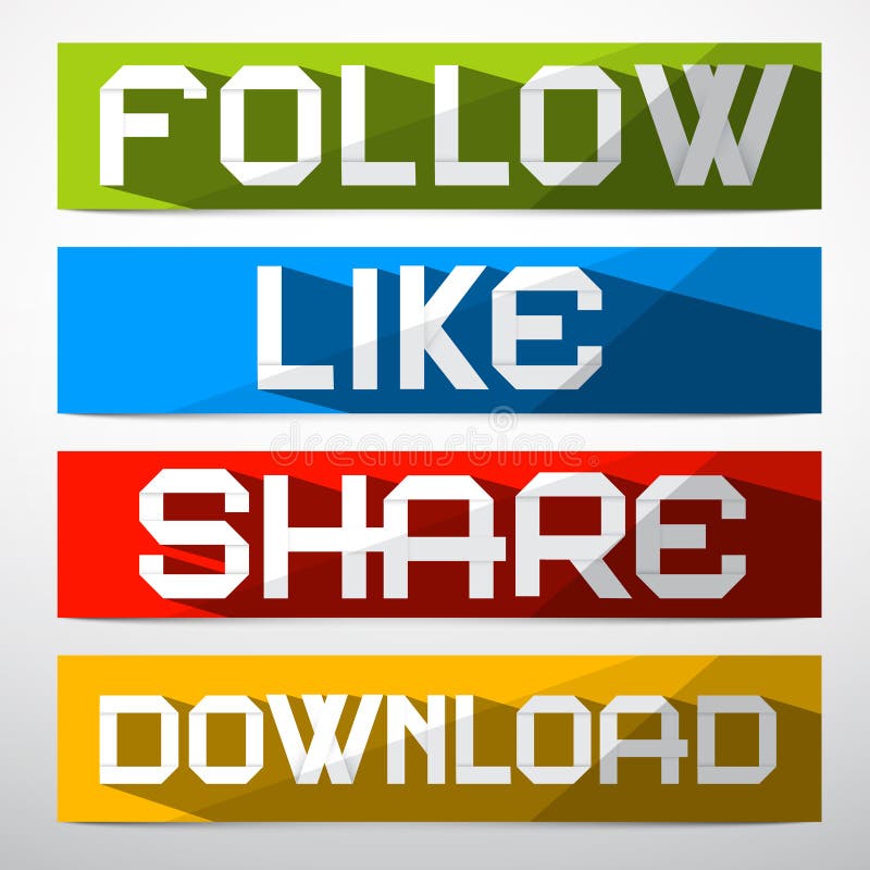 Follow - Like - Share - Download Paper Stock Vector - Illustration of ...