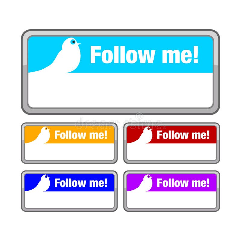 Twitter Bird with Follow Me Sign Stock Illustration - Illustration of ...