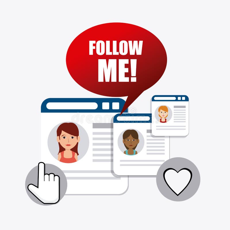 Follow Me Social and Business Theme Design Stock Vector - Illustration ...