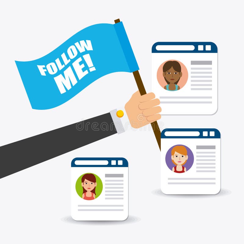 Follow Me Social and Business Theme Design Stock Vector - Illustration ...