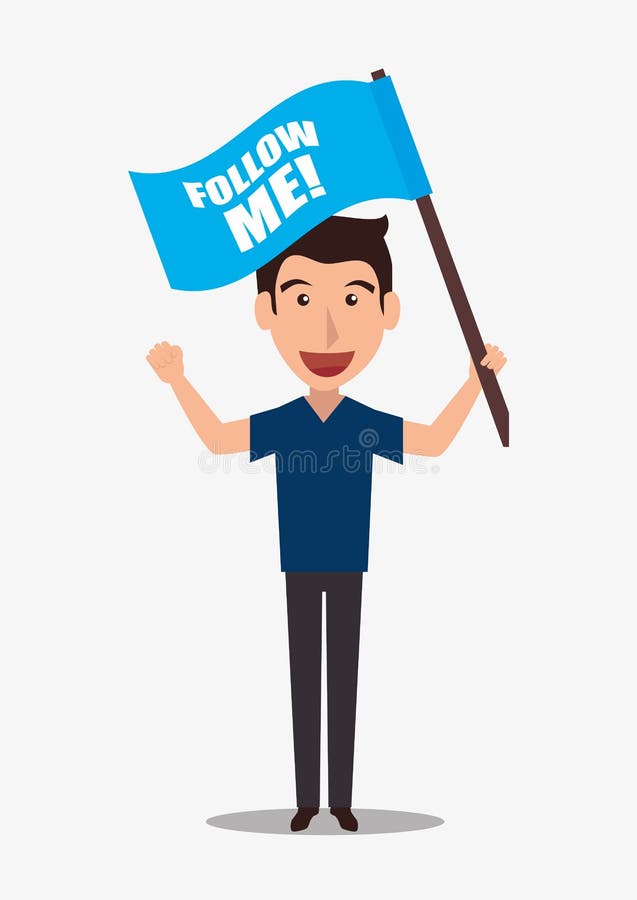 Follow me social trendy stock vector. Illustration of business - 61228213