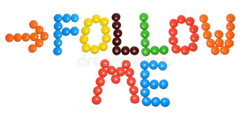 Follow me text stock image. Image of yellow, sweets, brown - 22236757