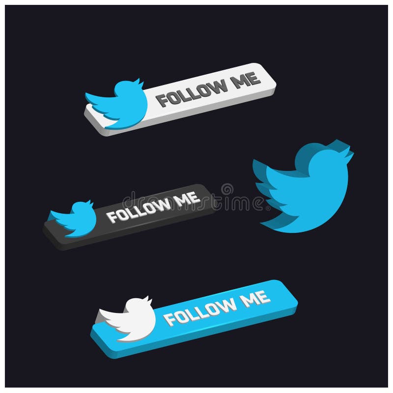 Follow Me Twitter 3d Button Editorial Stock Image - Illustration of ...