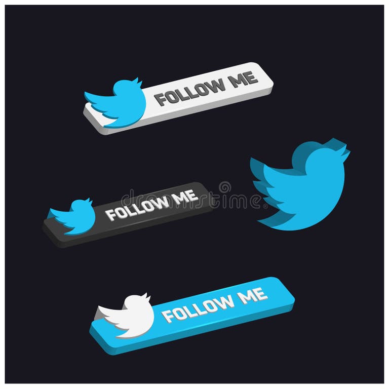Follow Me Twitter 3d Button Editorial Stock Image - Illustration of ...