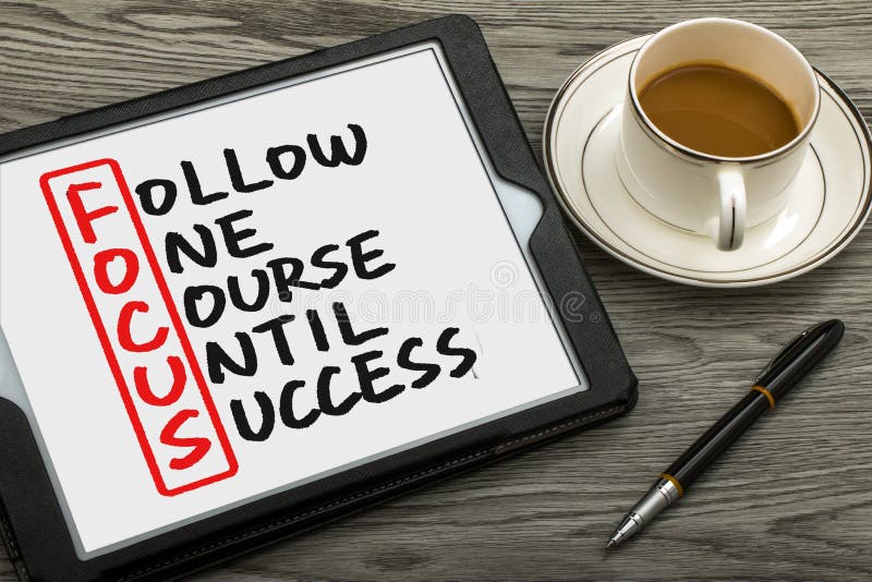 Follow One Course until Success Handwritten on Tablet Pc Stock Image ...