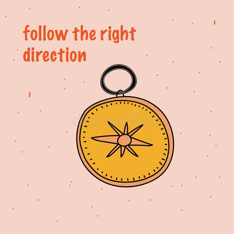 Follow the Right Direction, an Orange Compass. Stock Illustration ...