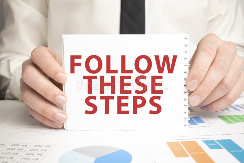 Follow these Steps Text on the Paper Folder with Pen. Business Stock ...