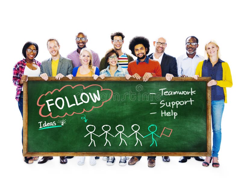 Follow Support Ideas Teamwork Social Media Concept Stock Photo - Image ...